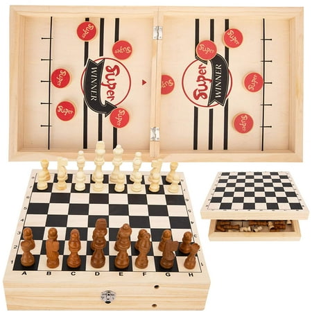 Fast Sling Puck Game & Wooden Chess Set (Chess Pieces Included)– Hockey ...