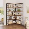 IRONCK 6-Tier Corner Bookshelf, L-Shaped Freestanding Bookcase, MDF and ...