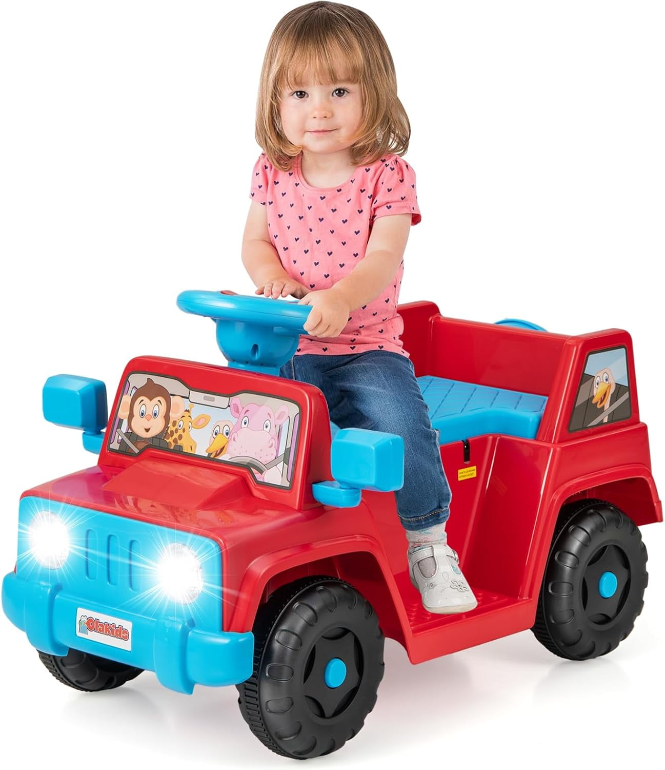 OLAKIDS Ride on Car, 6V Toddler Electric Vehicle with LED Lights ...