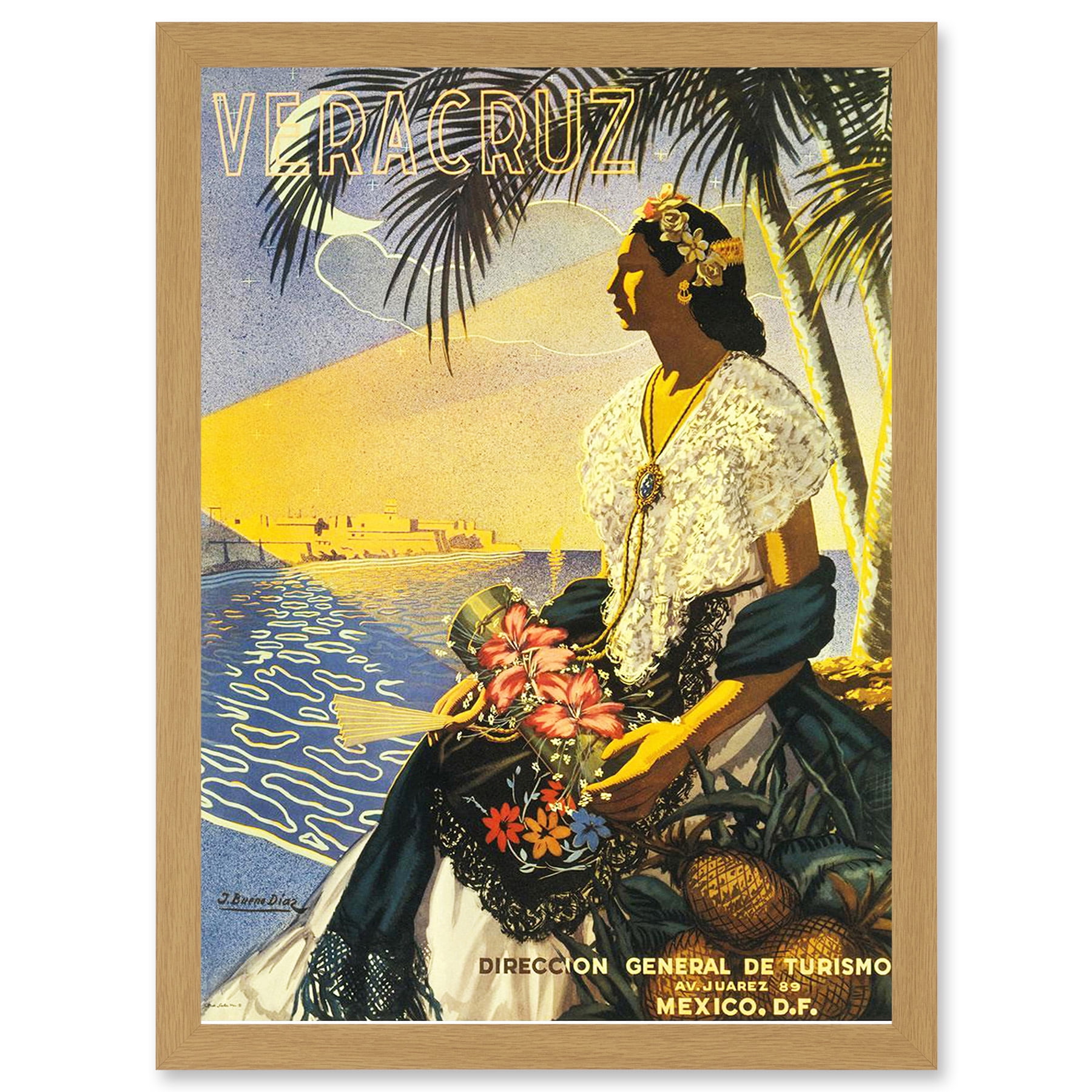 Vintage Travel Advert Veracruz Mexico Beach Tropical Artwork Framed ...