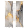 Abstract Gradient Marble Texture Chiffon Sheer Curtains 84 Inches Long ...