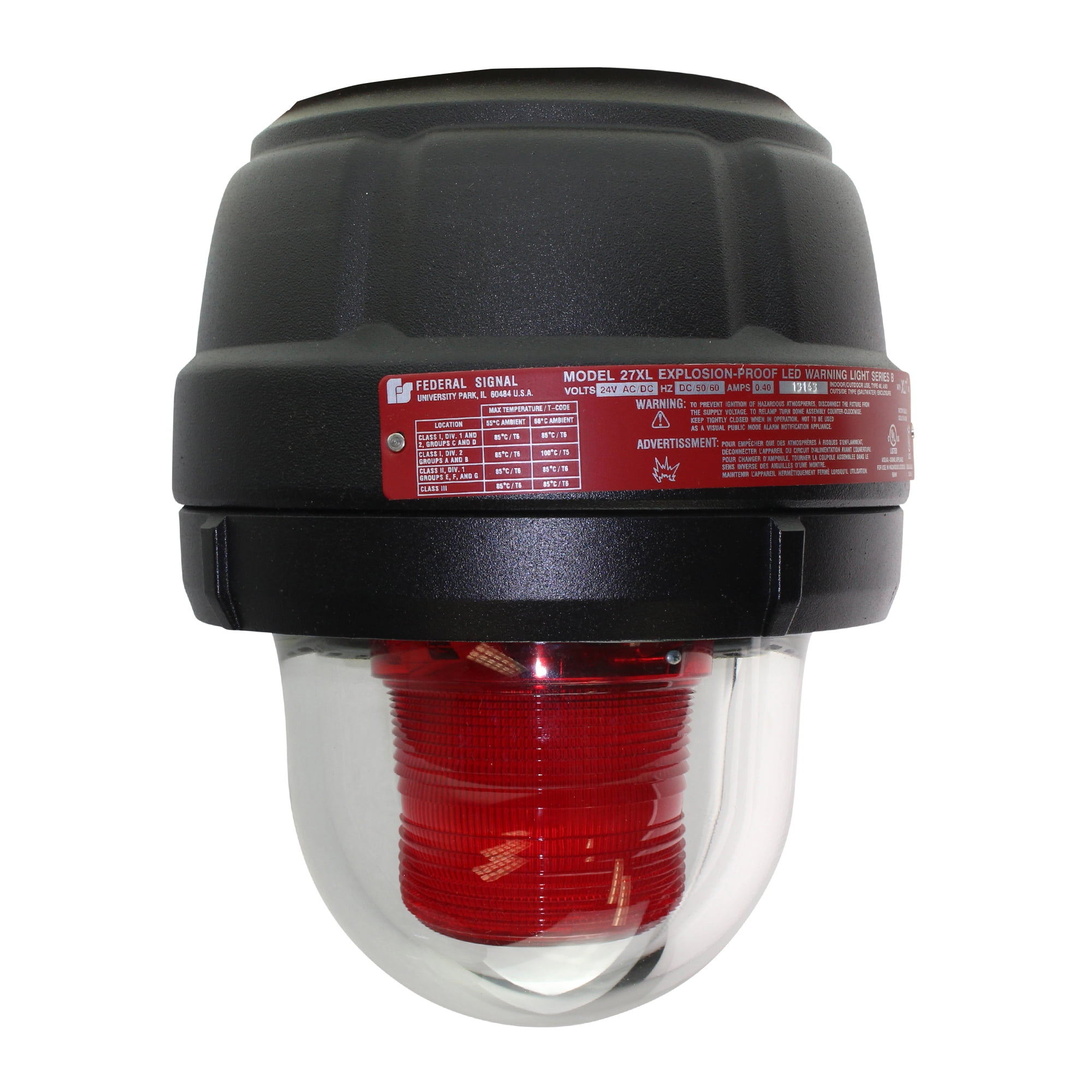 Federal Signal 27XL-024R Explosion-Proof LED Warning Light, 24V, Black ...