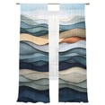 Blue Water Ripple Abstract Geometric Chiffon Sheer Curtains 84 Inches ...