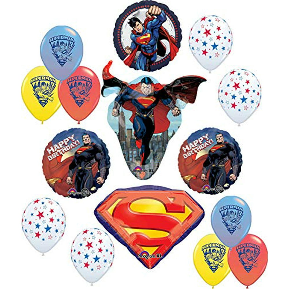 Superman Party Supplies Man of Steel Birthday Balloon Bouquet ...