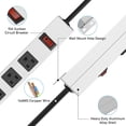 Metal 12 Outlet Power Strip, White Mountable Heavy Duty Power Strip ...
