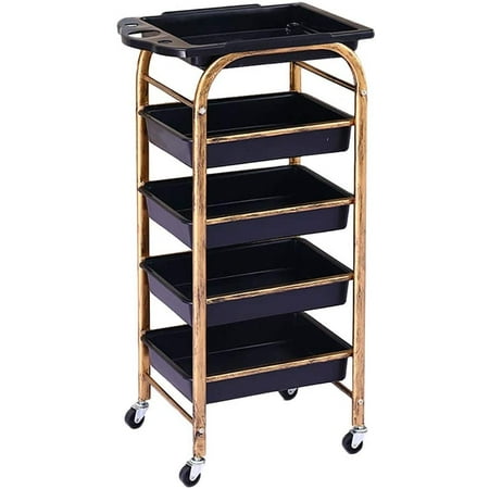 Gold Hair Salon Trolley Cart with 4 Drawers Rolling Wheels, Stylist ...