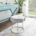 Linon Seraphina Modern Backless Indoor Vanity Stool, Chrome/Gray Velvet ...
