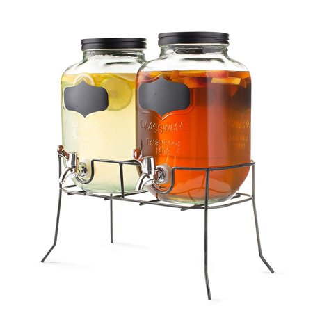 Dual Mason Jar Drink Dispensers with Metal Stand (4-Liters Each ...