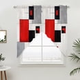 Black Red Square Swag Curtain Valance for Window 2 Panels Geometric ...