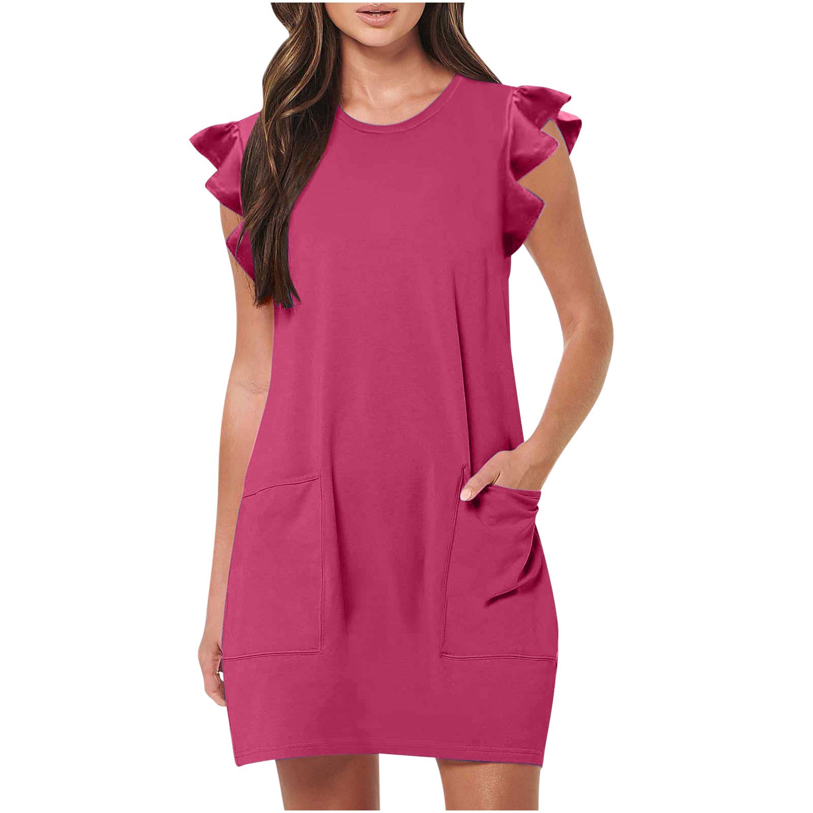 Click here for Aherbiu Womens Dresses Summer Crewneck Ruffle Slee... prices