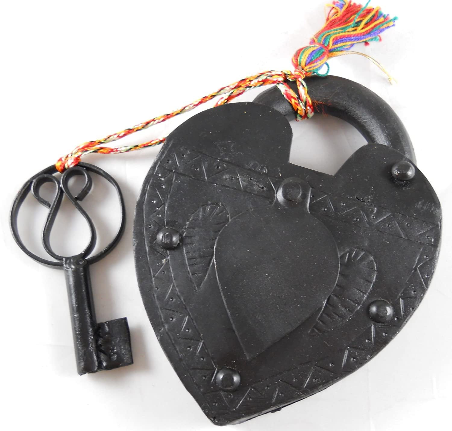 Large Antique Reproduction Heart Padlock with Key - Walmart.com