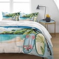 4 Piece Duvet Cover Set Full, Summer Beach Surfing Coconut Tree Soft ...