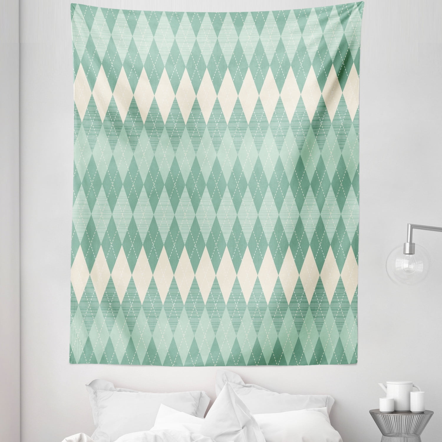 Aqua Tapestry, Rectangular Triangle Shapes Abstract Design Sketchy ...