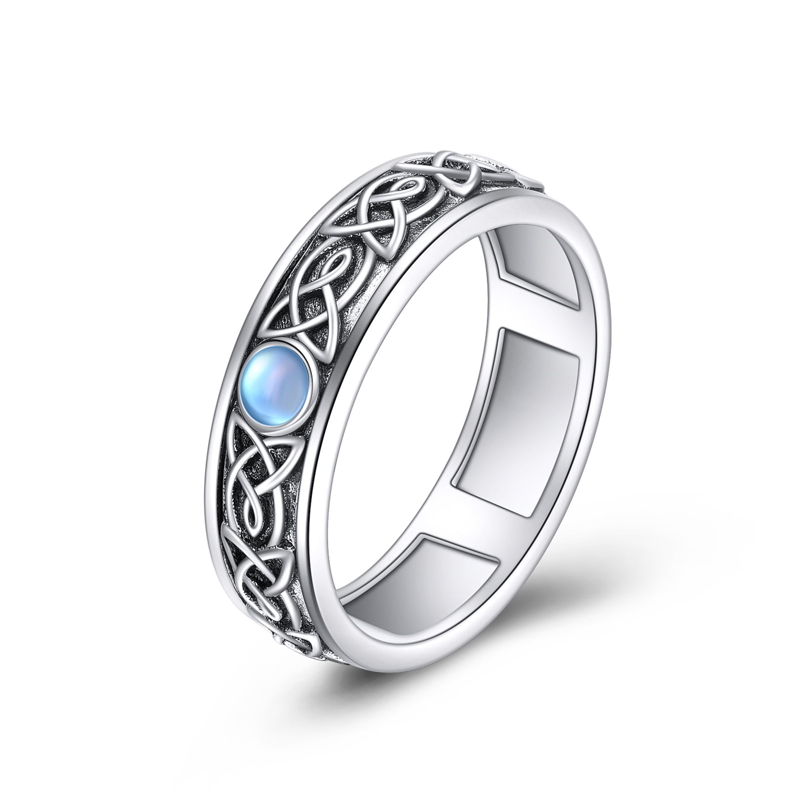 Sterling Silver Anxiety Spinner Rings Moonstone Celtic Ring Rotatable ...