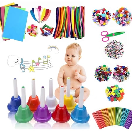 1100 Pcs Mega Kids rt Supplies, Colo l Musical Hand Bell Set | Walmart ...