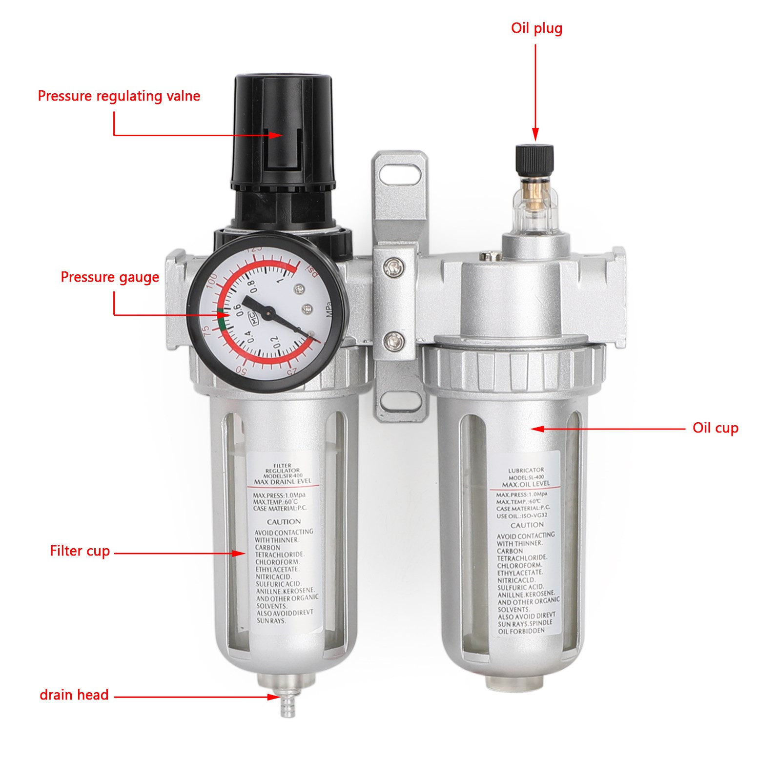 1/2"in Air Compressor Filter Oil Water Separator Trap Tools With ...