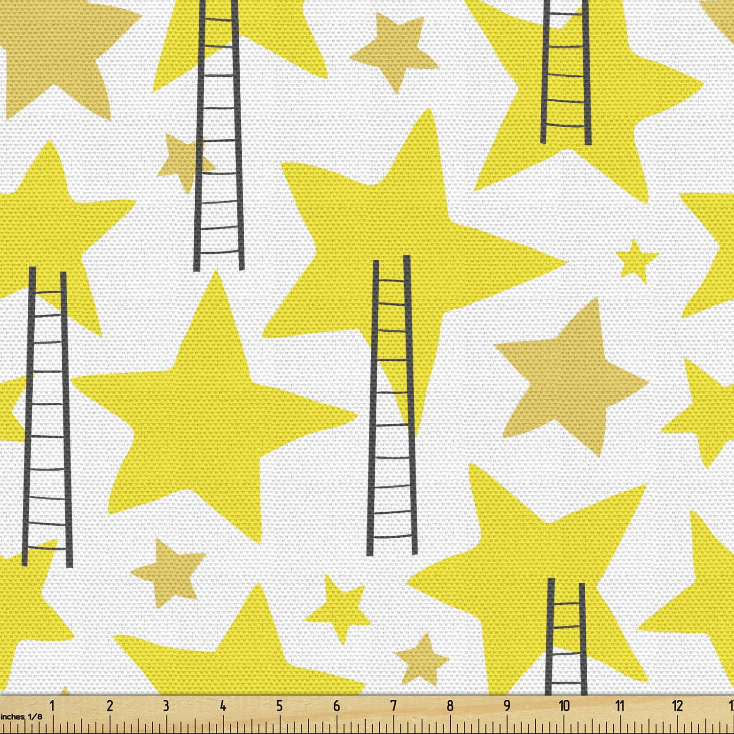 Star Fabric by the Yard, Ladders and Stars Geometric Composition Summer ...