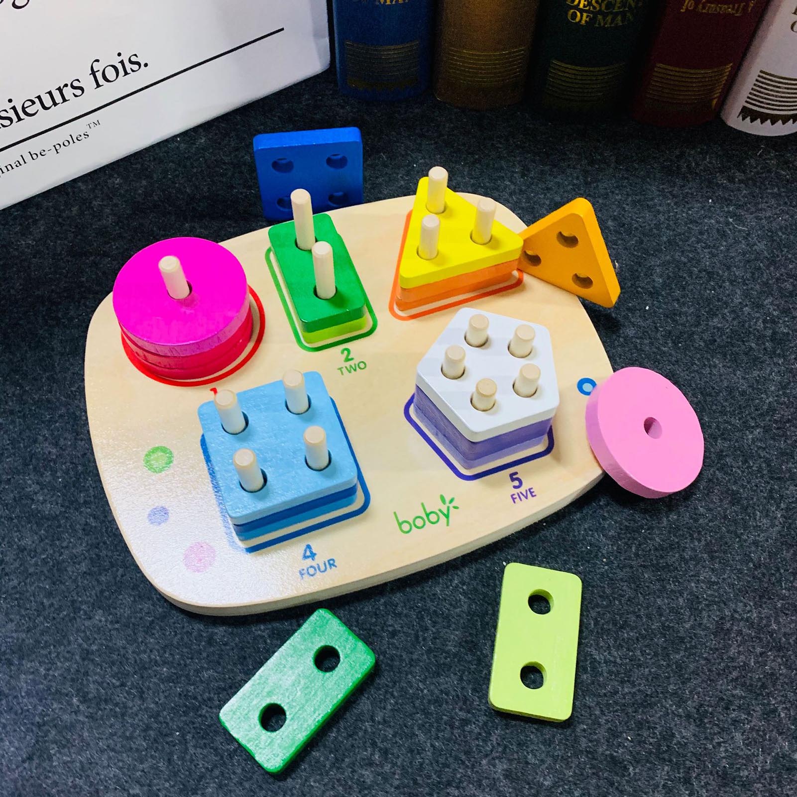Happy Date Wooden Educational Toys, Wooden Shape Color Sorting ...