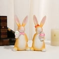 Easter Bunny Figurine Statue - Rabbit Sculpture With Painted Egg And ...