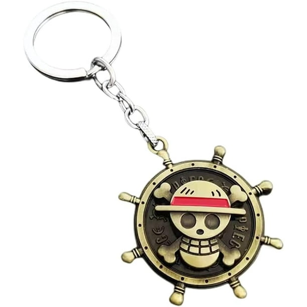 Anime Luffy One Piece Keychain Pirate Skull Rotating Keychain,Brown ...