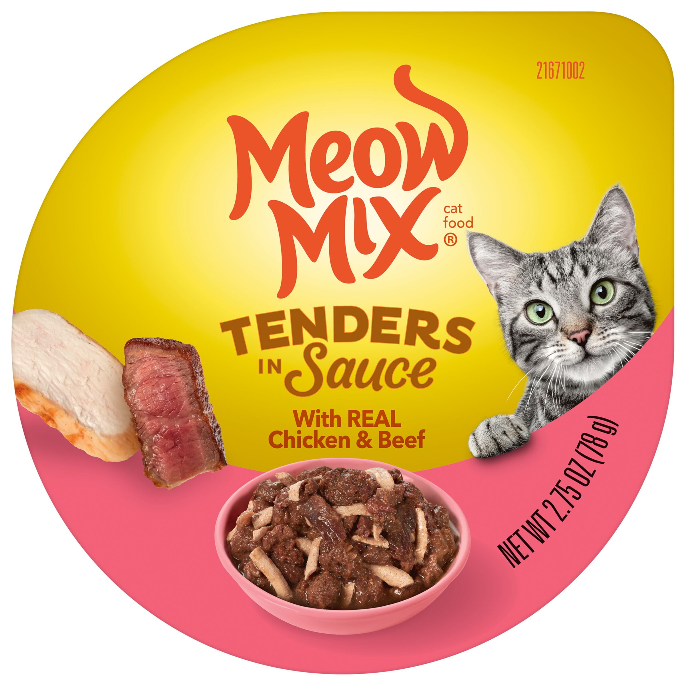 Meow Mix Tenders in Sauce Wet Cat Food With REAL Chicken & Beef, 2.75 ...