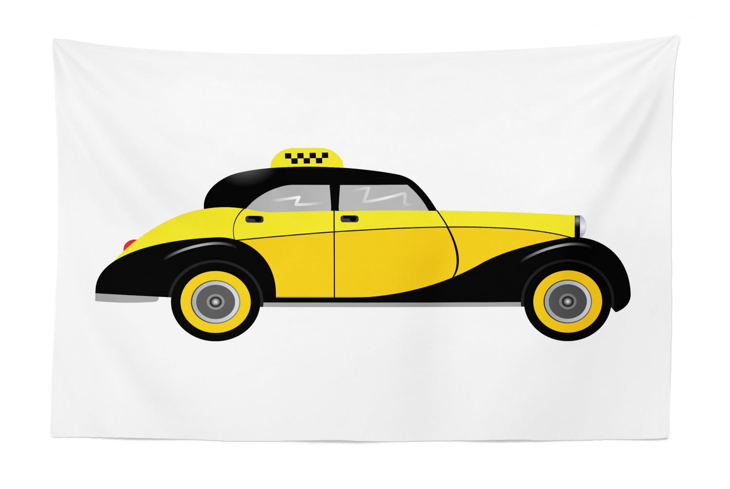 New York Taxi Tapestry, NY City Cab Illustration Designed with Letter ...