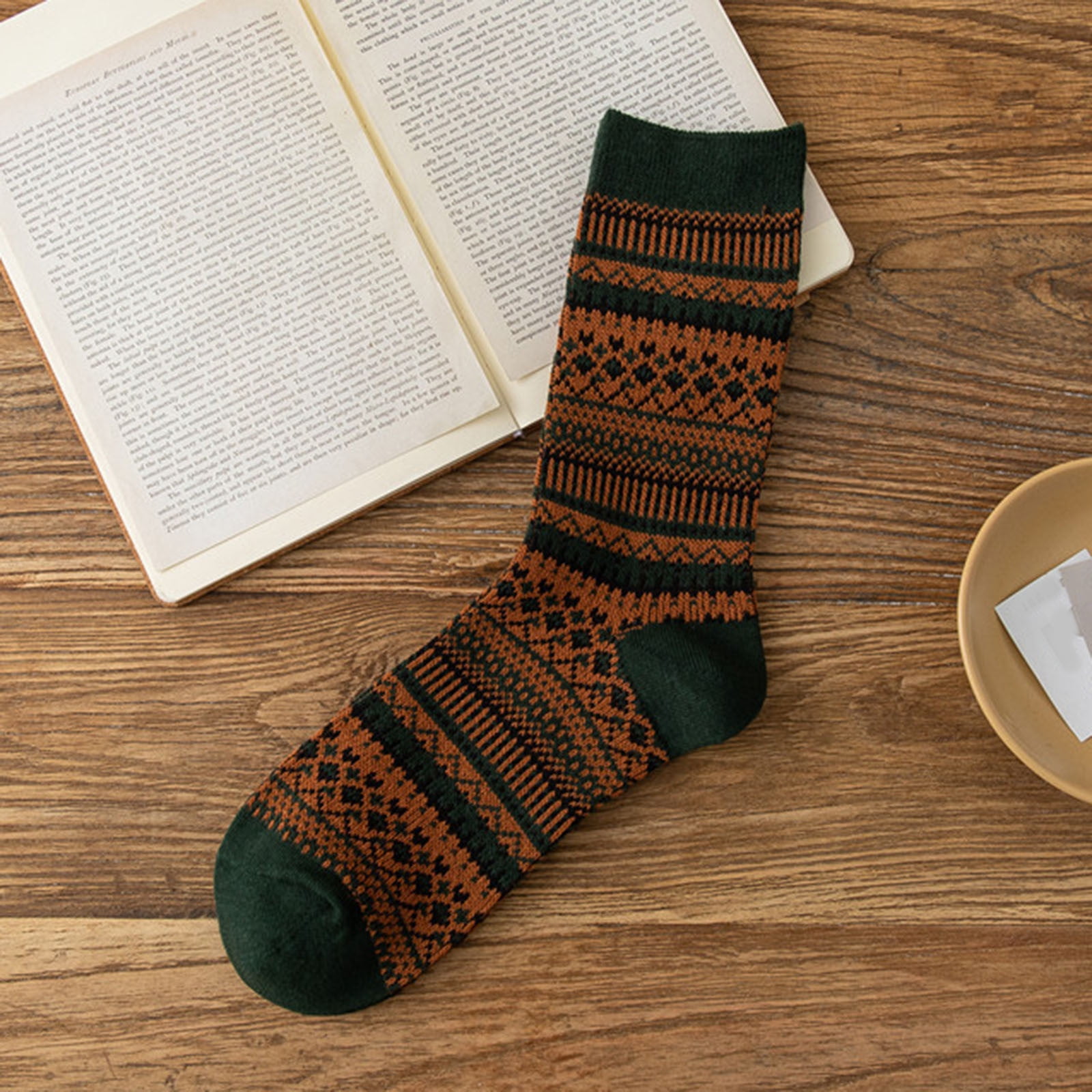 Dyfzdhu Women Fashion Vintage Multicolor Curve Pattern Ethnic Socks ...