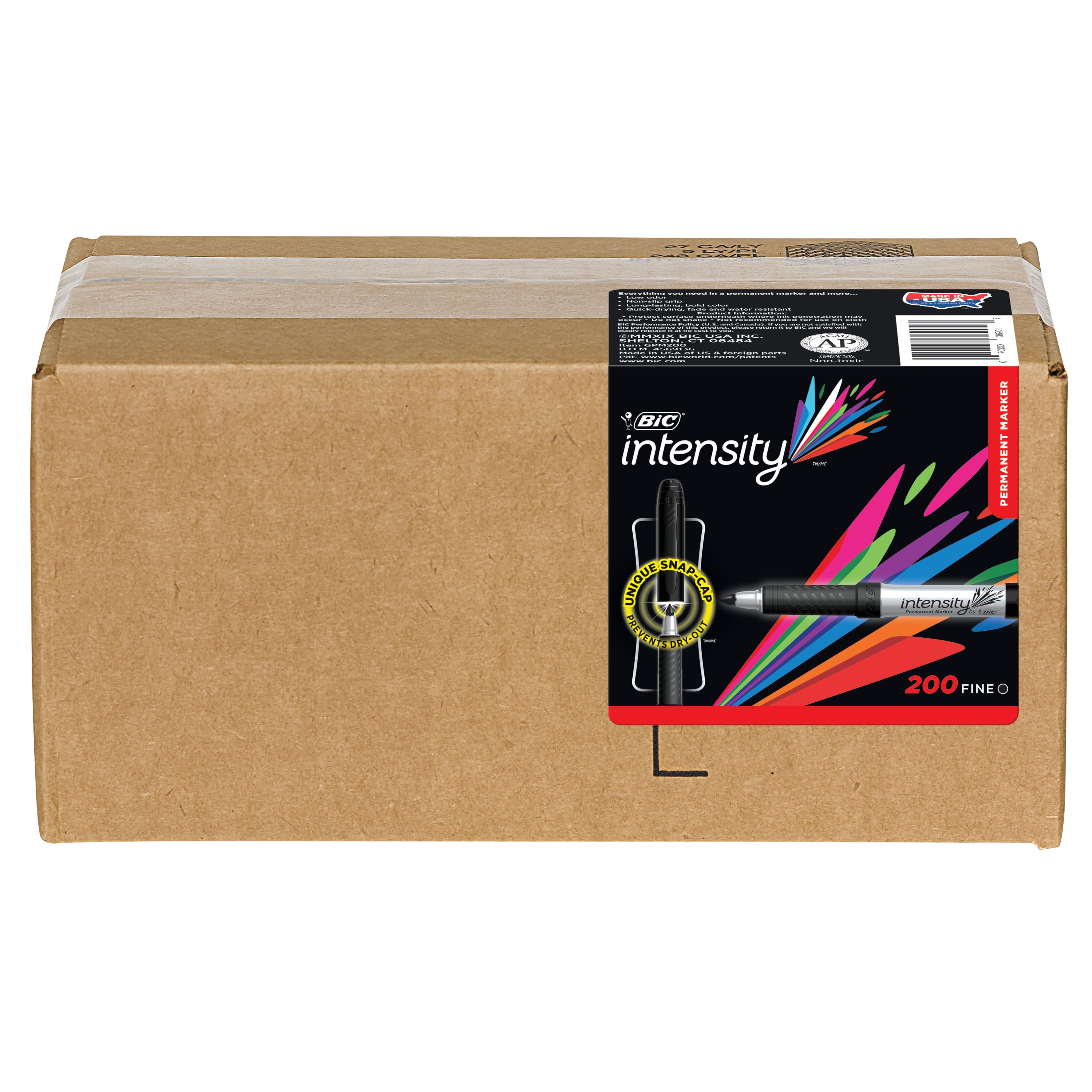 BIC Intensity Fine Tip Permanent Markers, Black, 200-Count Pack, For ...