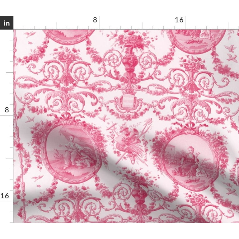 Pink And White Toile Fabric