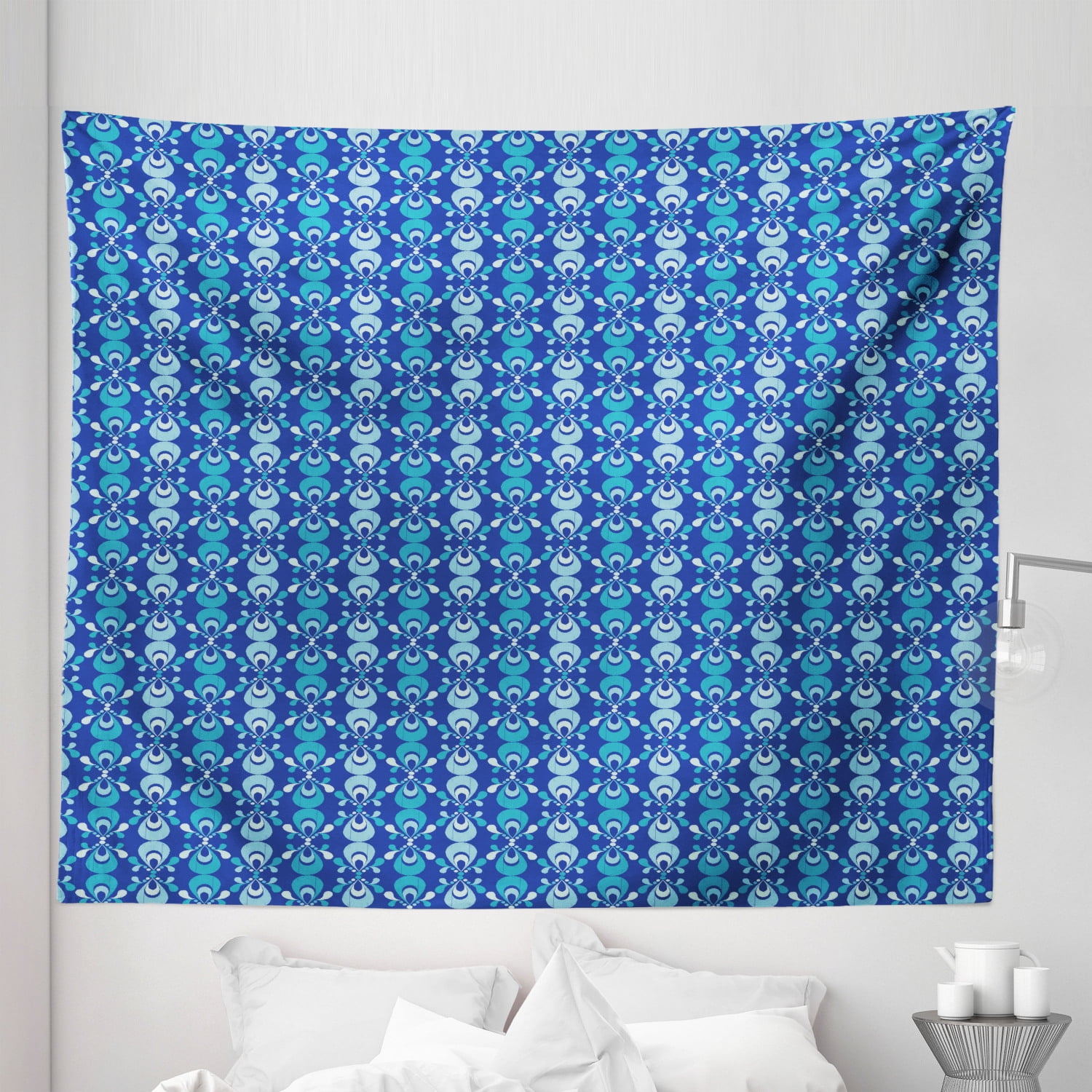 Blue Tapestry, Scribble Style Pattern with Ikat Inspired Folk Motifs ...