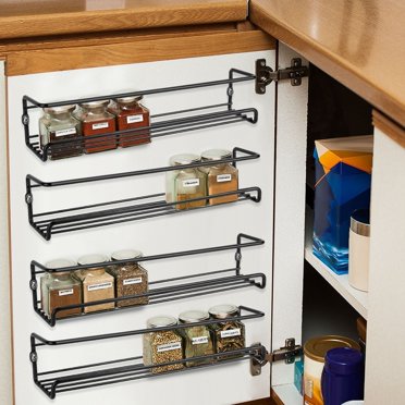 Wall-mount Spice Rack with guard rail, Chrome - Set of 4 - Walmart.com