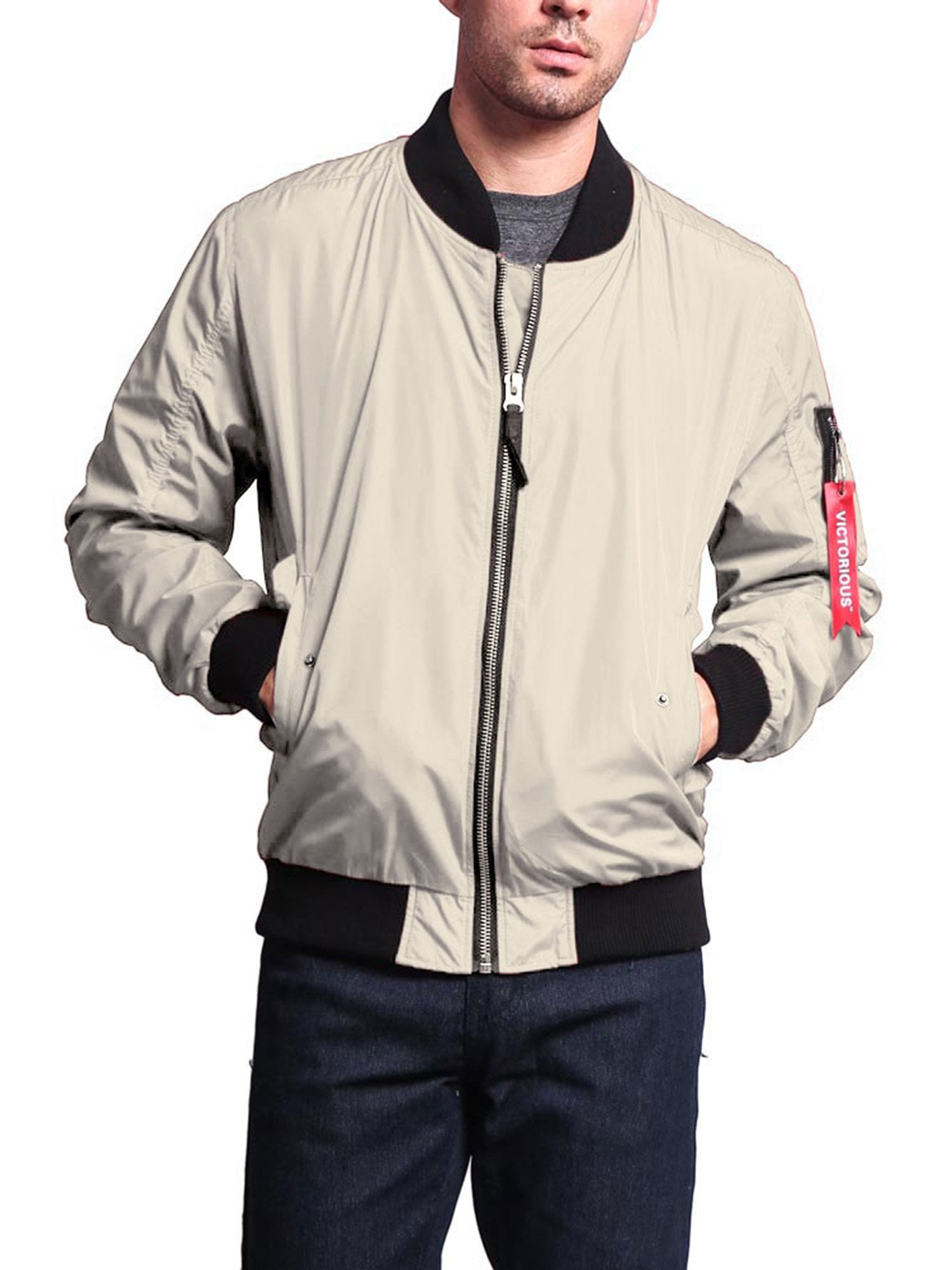 Victorious Men's Lightweight Contrast MA-1 Bomber Flight Jacket JK752 ...