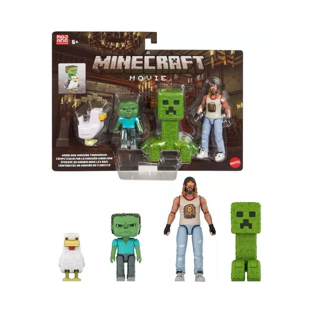 A Minecraft Movie Garrett Creeper Zombie & Chicken Action Figure 4-Pack ...