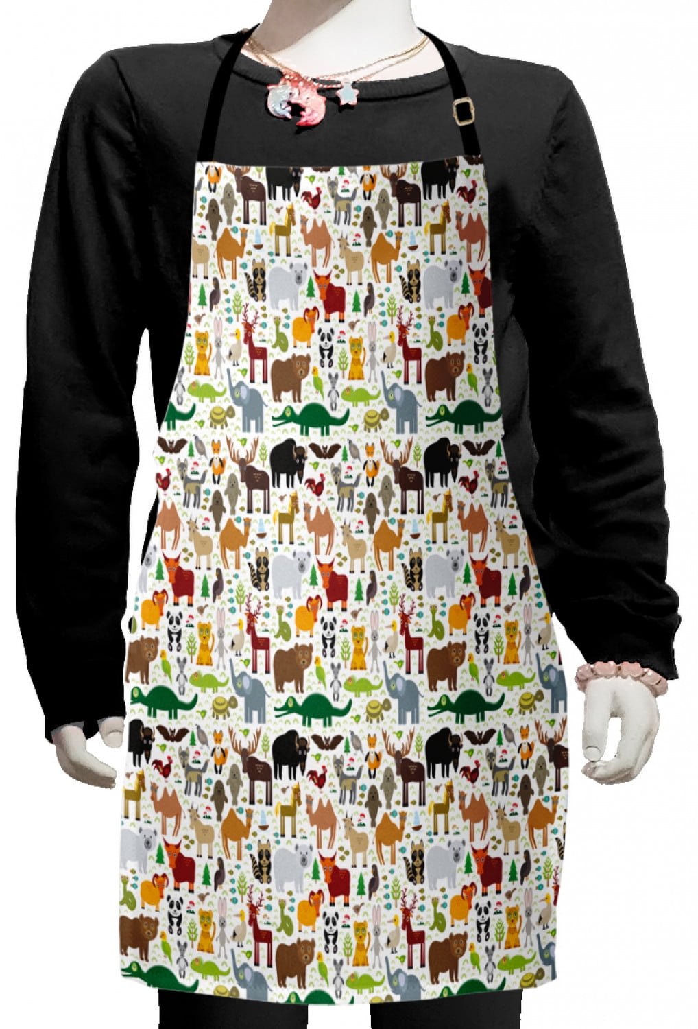 Animals Kids Apron, Repeating Pattern of Animals Leopard Elephant Bison ...