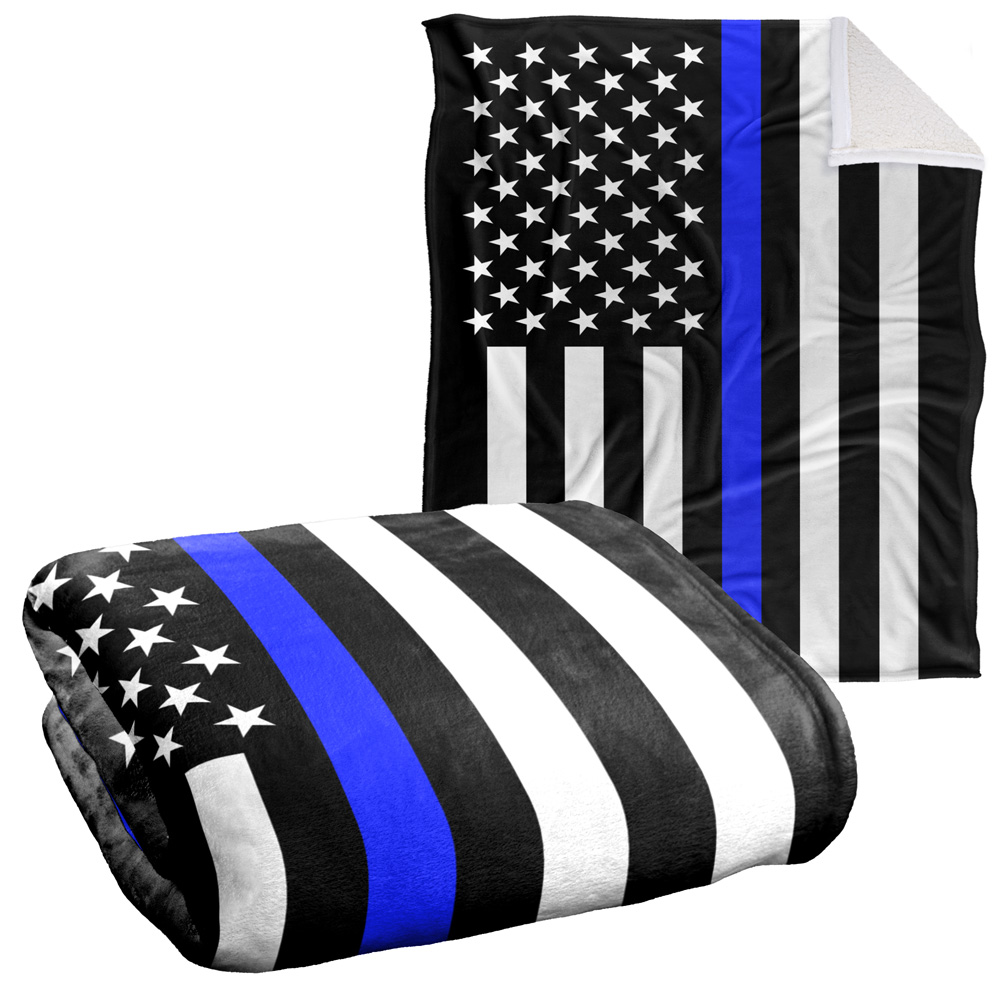 Logovision Blanket, 50"x60", Thin Blue Line American Flag Silky Touch ...