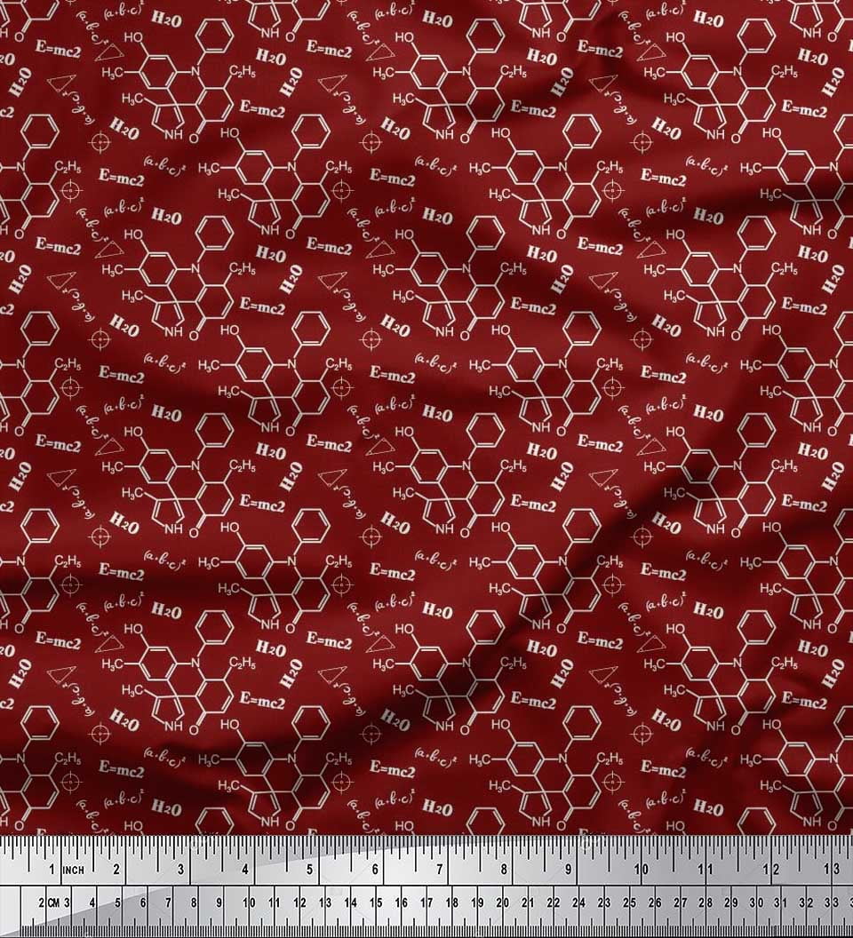 Soimoi Satin Silk Fabric Chemical Formula Education Theme Fabric Prints ...