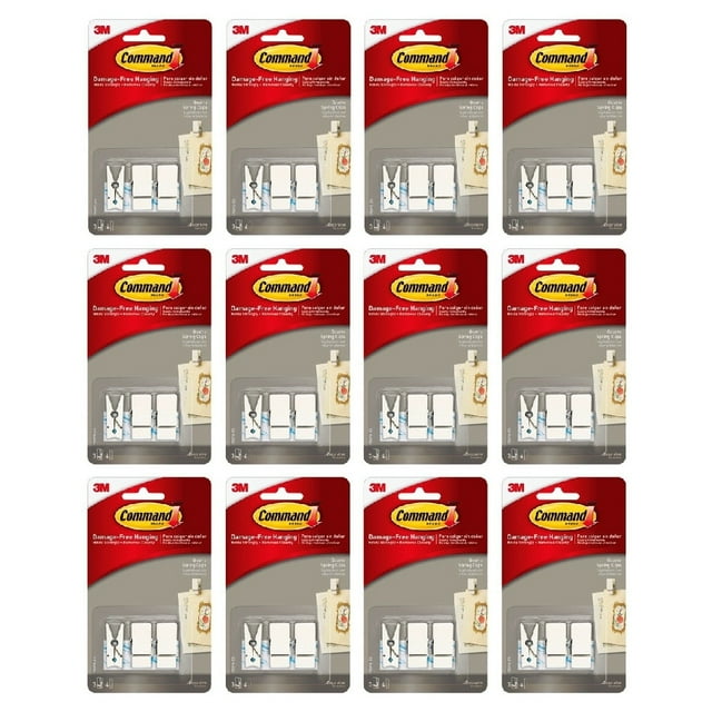 3M Command Spring Clips Quartz Small Plastic 3 Clips 4 Strips Damage ...
