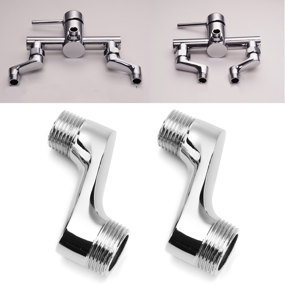 1 Pair Faucet Mixer Tap Adjustable Swing Arms Elbow Chrome Connect ...