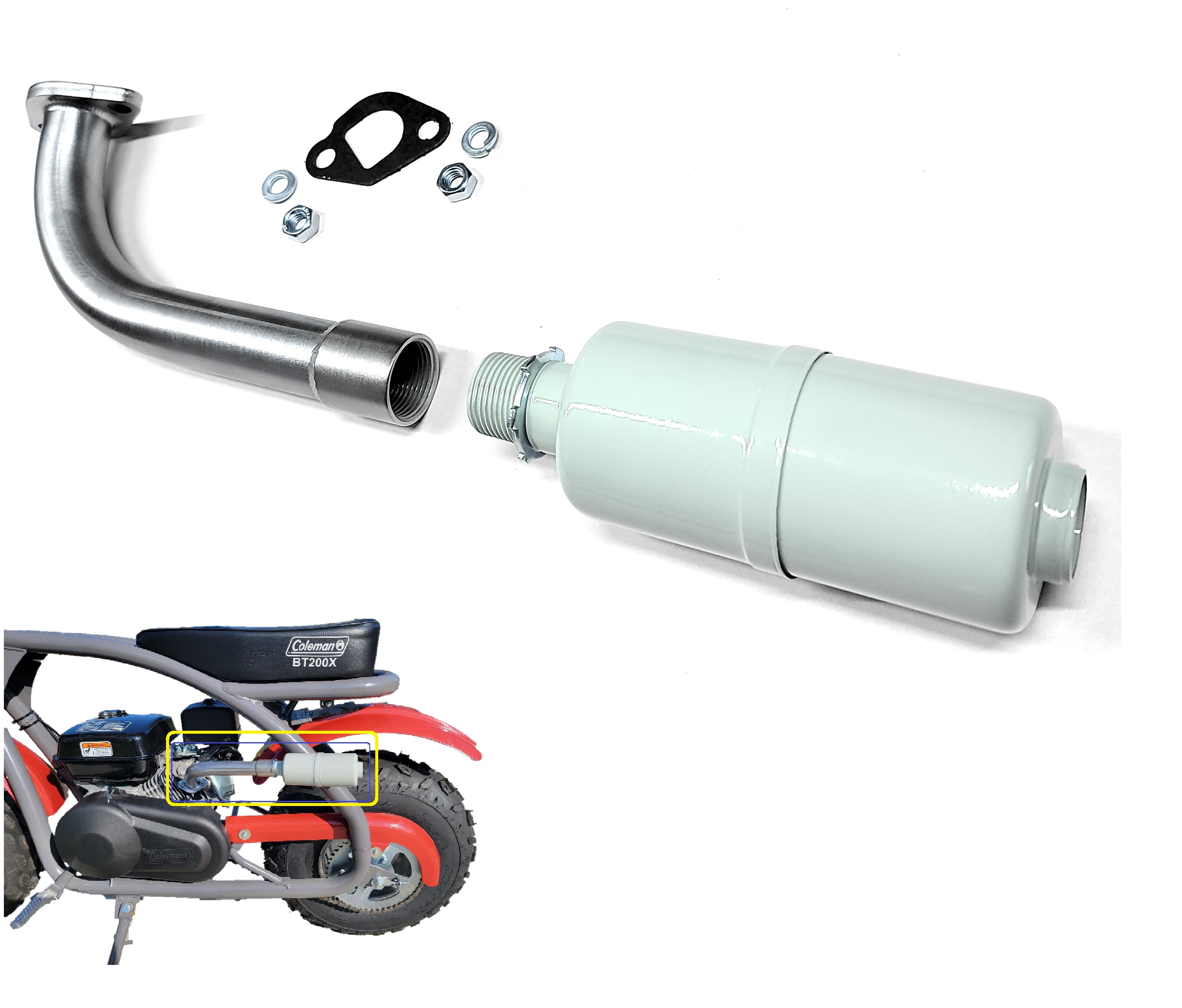 Exhaust With Muffler for: Coleman BT200X Mini Bike. - Walmart.com