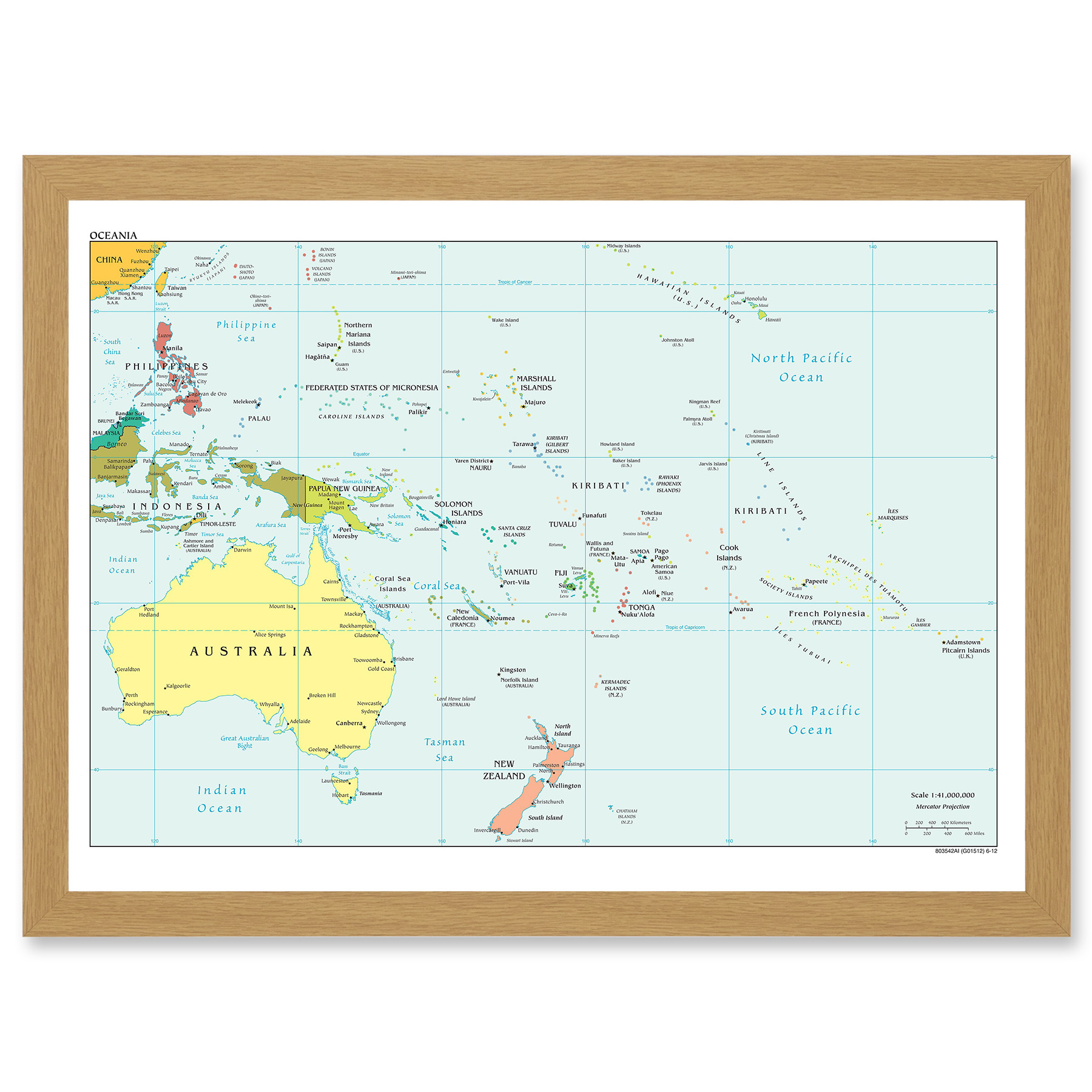 Map Of Oceania Australia New Zealand Melanesia Micronesia Polynesia A4 ...