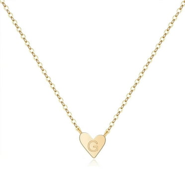 Fettero 14K Gold Plated Dainty Tiny Initial Letter Heart Choker Pendant ...