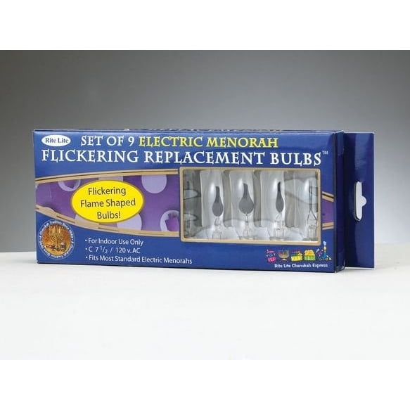 Rite Lite 9ct Electric Hanukkah Menorah Clear C7 Flickering Flame ...