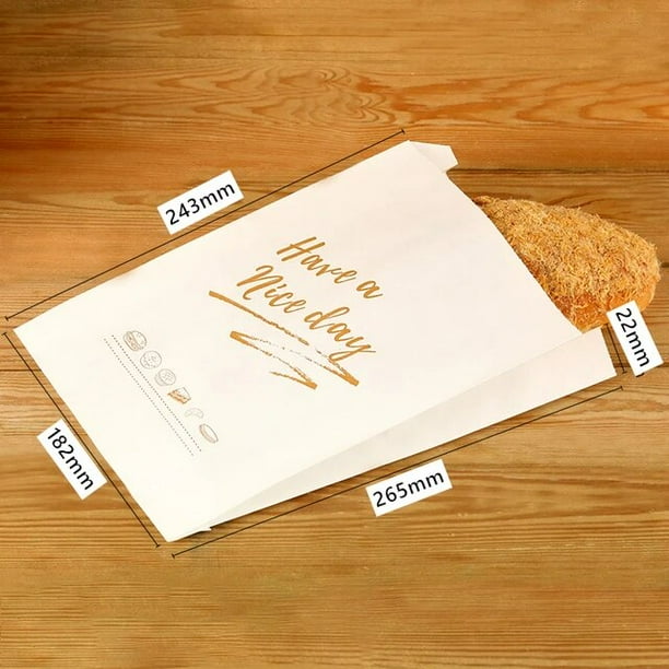 100PC Kraft Paper Bag White Waffle Bread Takeaway Fast Food Packaging ...
