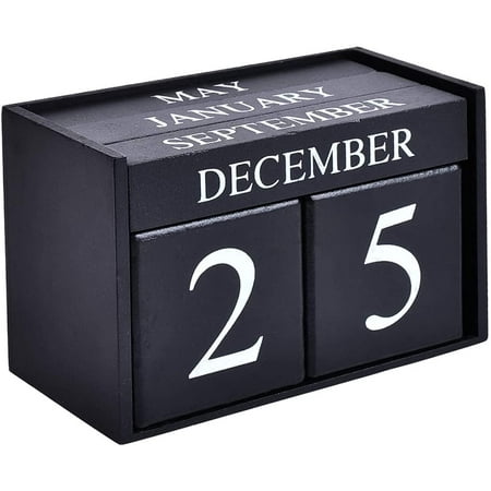 Wooden Desk Blocks Calendar - Perpetual Block Month Date Display Home ...