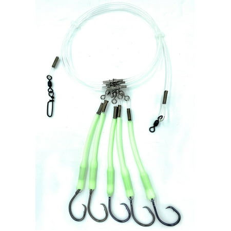 Deep Drop Fishing Rig, 5 Demon Circle 6/0 Hooks with Glow Sleeve, Deep ...