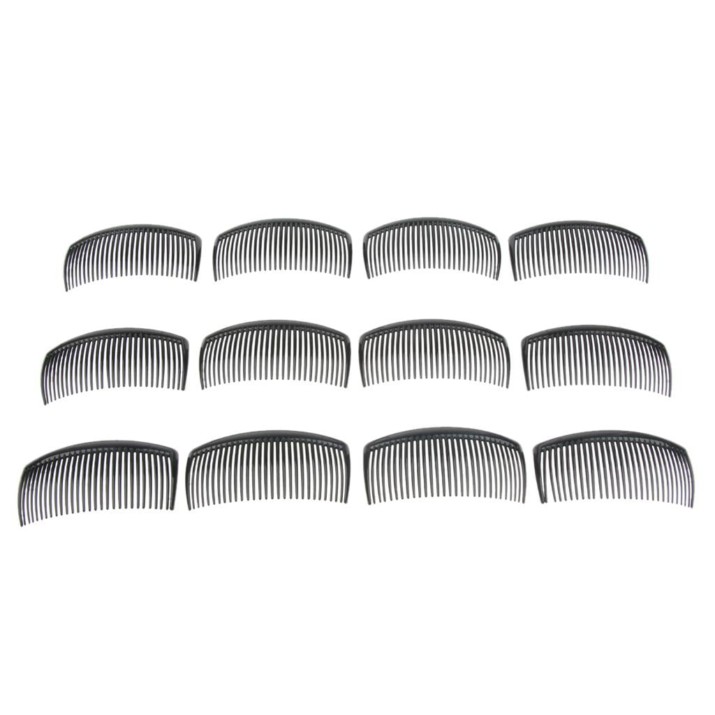 Pack of 12 Pieces of Plain Large Hair Combs Slides Hair , Black, Black ...