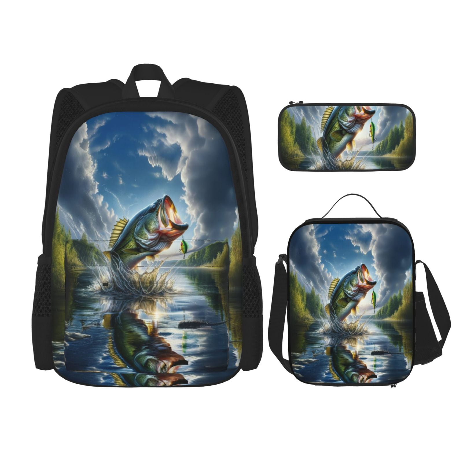 Balery Largemouth Bass Jumping Out of The Water Mochila Escolar 3 en 1 para Niños - Mochila ...