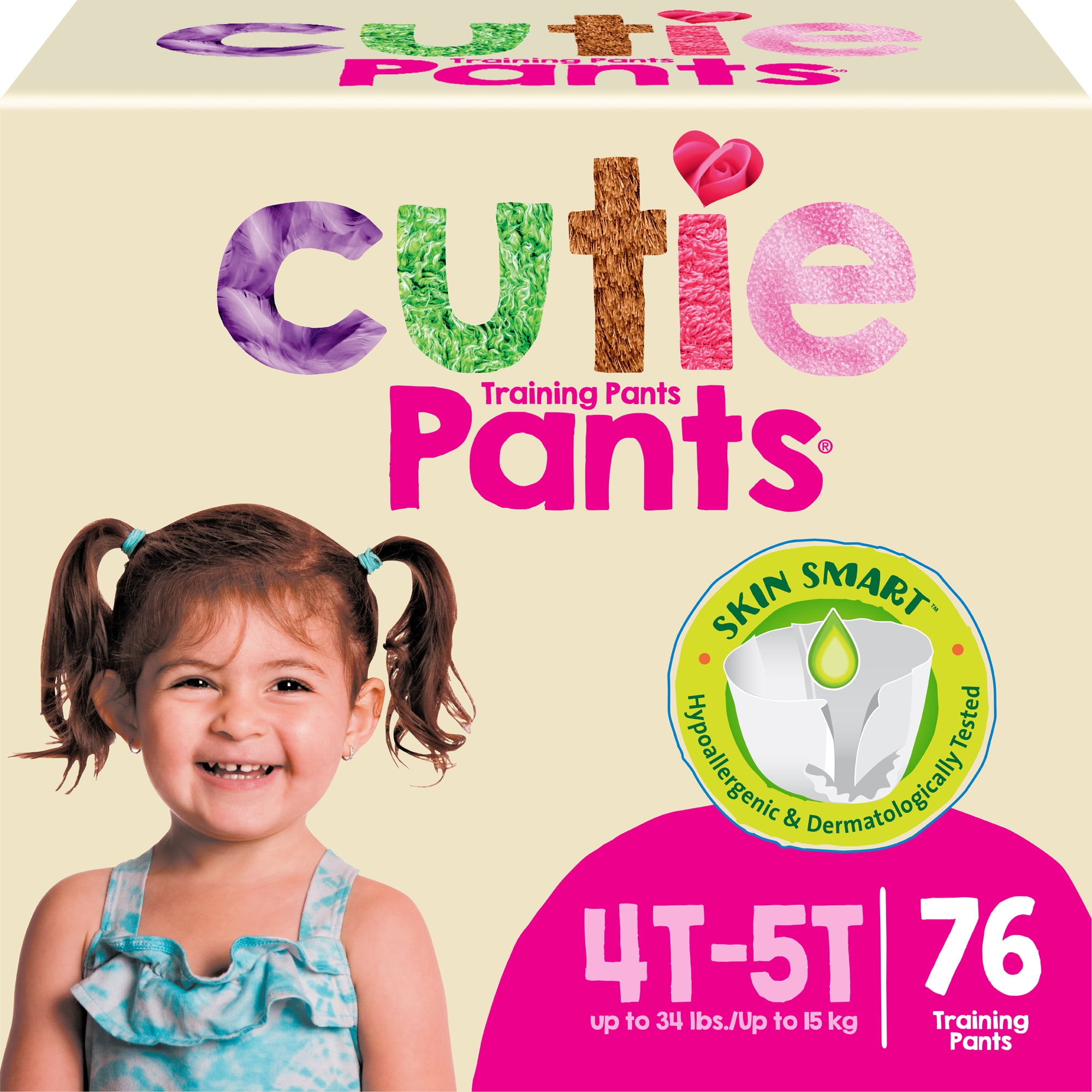 Cutie Girls 4T/5T Refastenable Potty Training Pants, Hypoallergenic ...