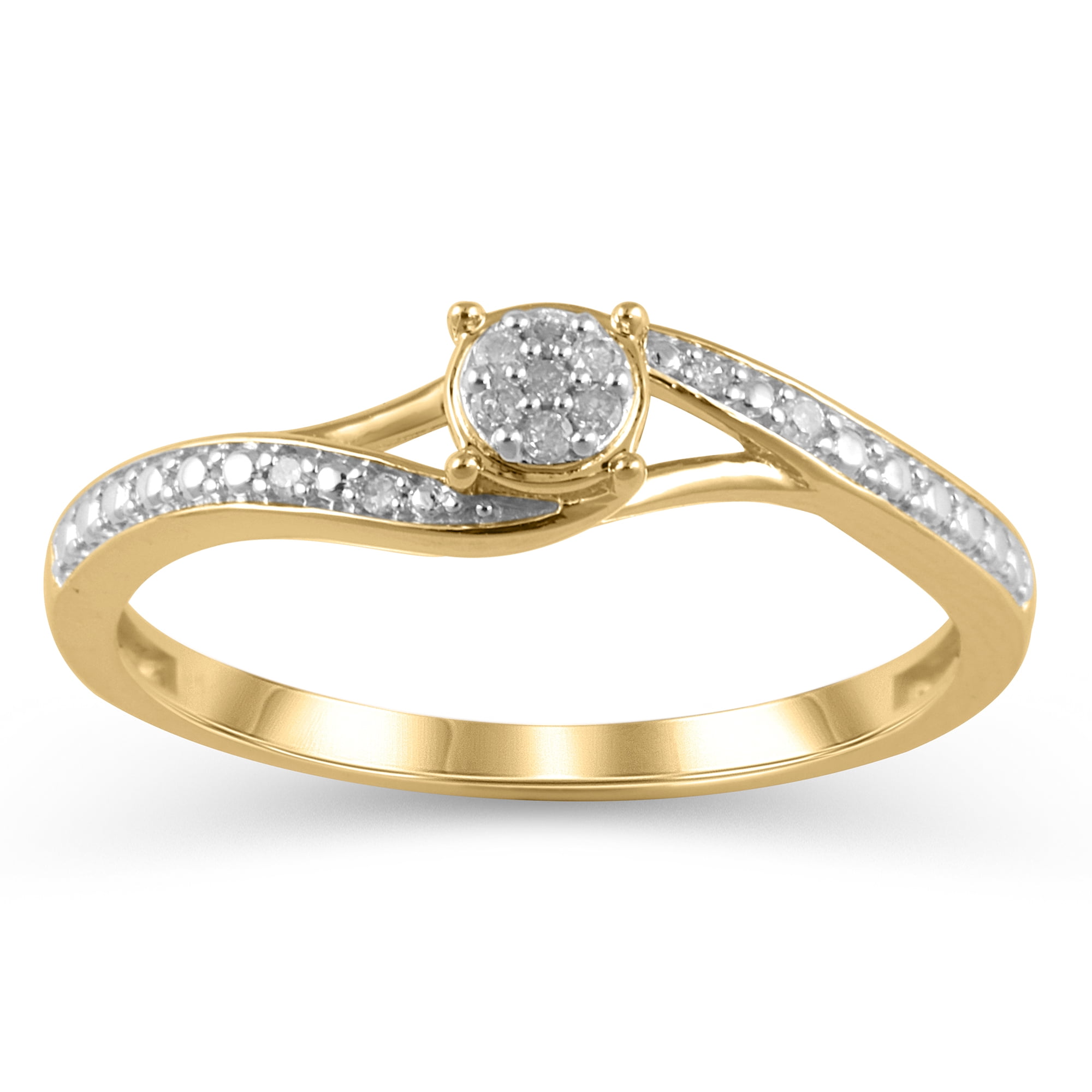 1/20 Carat T.W. JK-I2I3 diamond promise ring in 10K Yellow Gold , Size ...