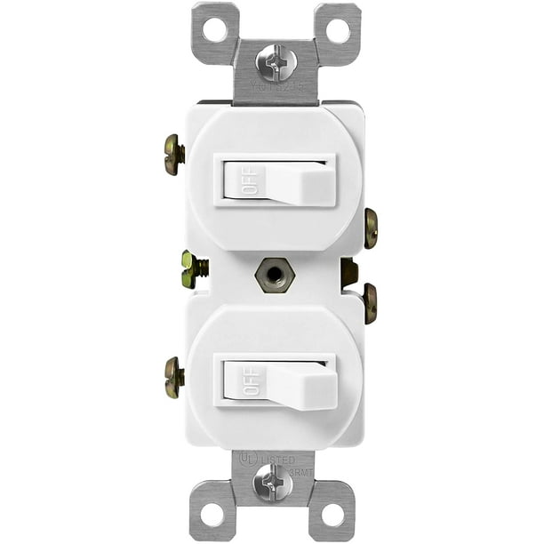 Enerlites Duplex Double Toggle Light Switch, Single Pole, Side Wiring ...